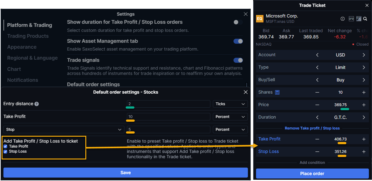 How to customize your default order settings in a trade ticket – Saxo A ...
